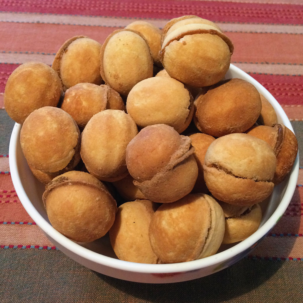 Oreshki cookies filled with boiled sweetened condensed milk (dulce de ...